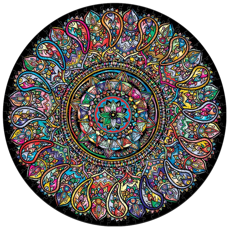 Wooden Mandala Puzzle, Lotus Design, Vibrant Colors (23" Round) - Etsy