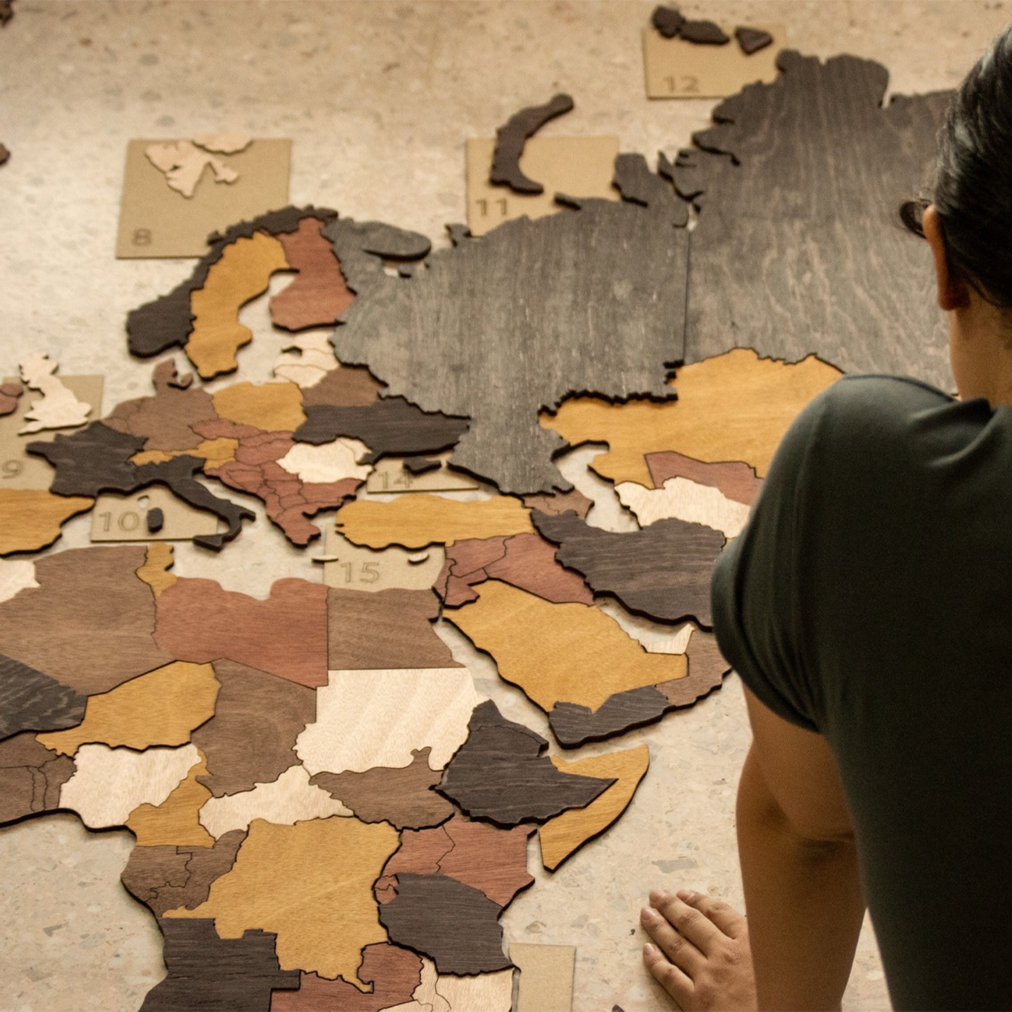 XL Wooden World Map Puzzle, Rustic Home Wood Wall Art, 5th Anniversary ...