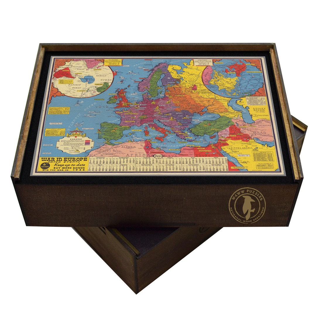 WWII Map Puzzle: Europe 1944 Wooden Jigsaw, Historical Art - Etsy
