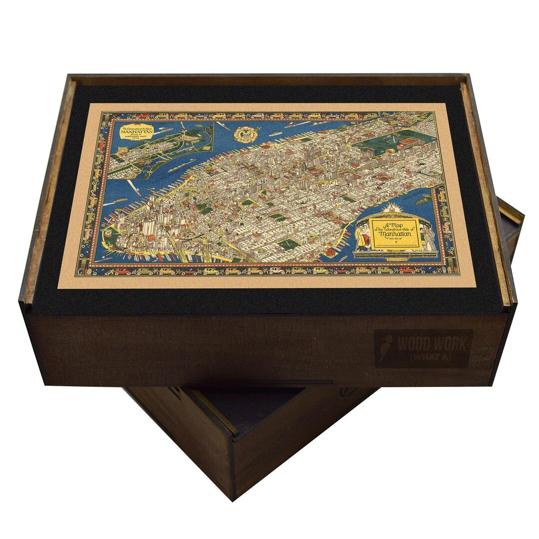 Vintage Manhattan Map Wooden Jigsaw Puzzle - 1920s New York City - Etsy