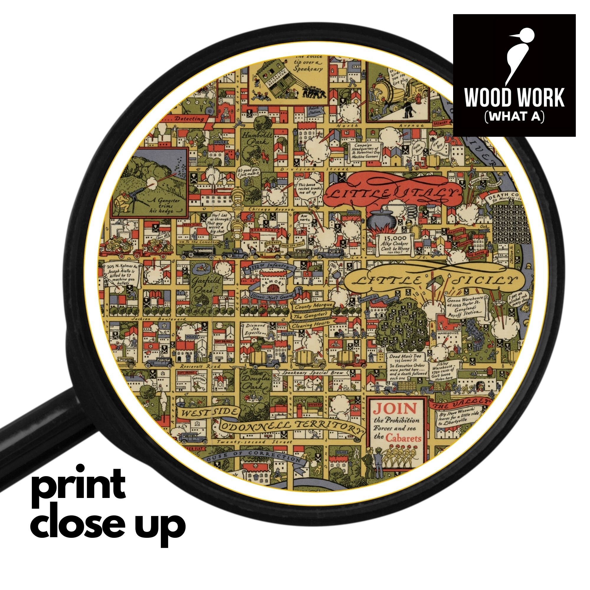 Vintage Pictorial Gangster Map Wooden Puzzle A Map of Chicagos Gangland ...