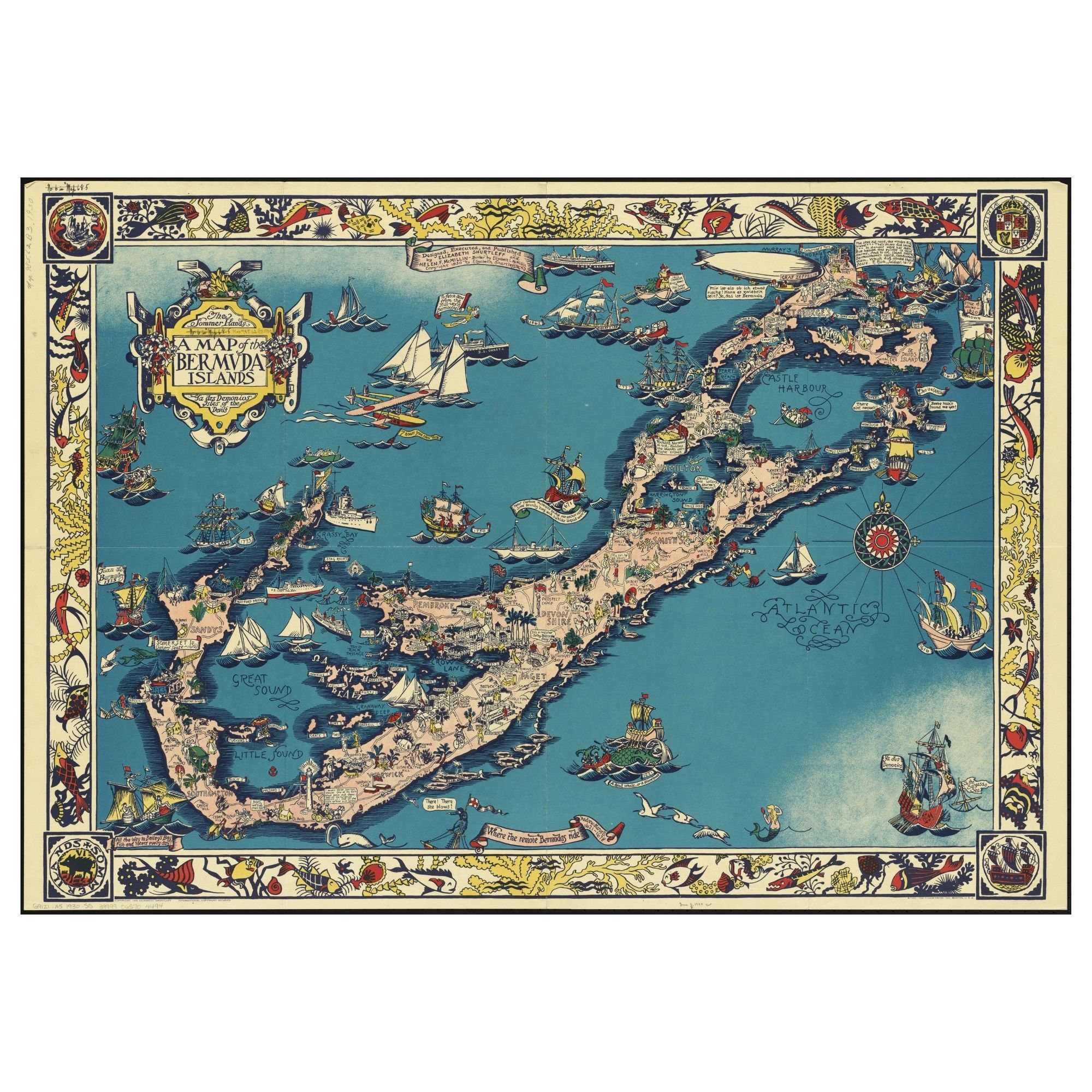 Vintage Bermuda Islands Pictorial Map | Wooden Puzzle | Adult Jigsaw ...