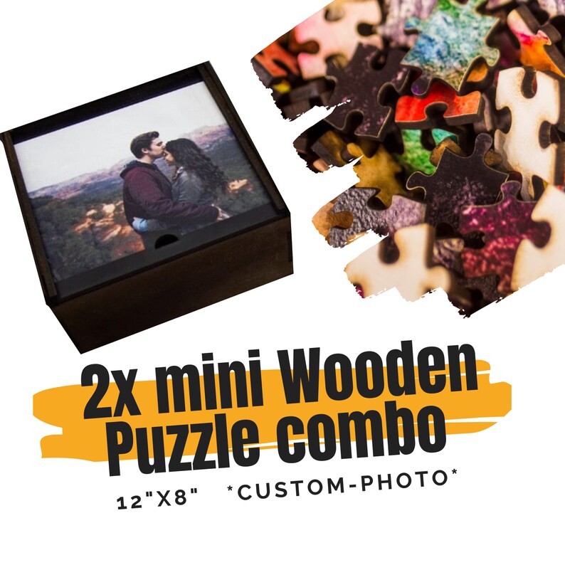 Personalized MINI Wooden Puzzles INCLUDES 2 PUZZLES, Anniversary Gift ...