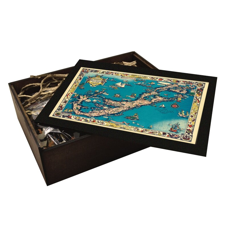 Vintage Bermuda Wooden Puzzle, Island Map Art (300-1000 Pieces) - Etsy