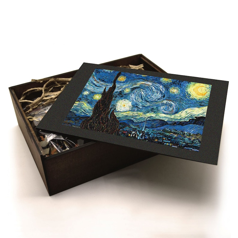 Starry Night Puzzle: Wooden Jigsaw by Van Gogh (300 or 500 Pieces) - Etsy