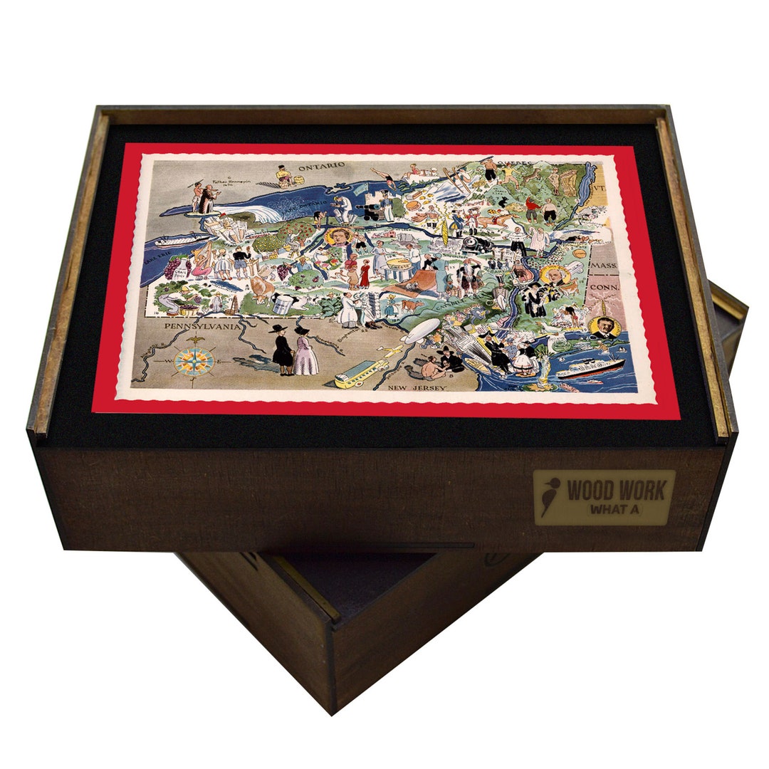 Antique NEW YORK State Map | Wooden Puzzle | Adult Jigsaw | Unique ...