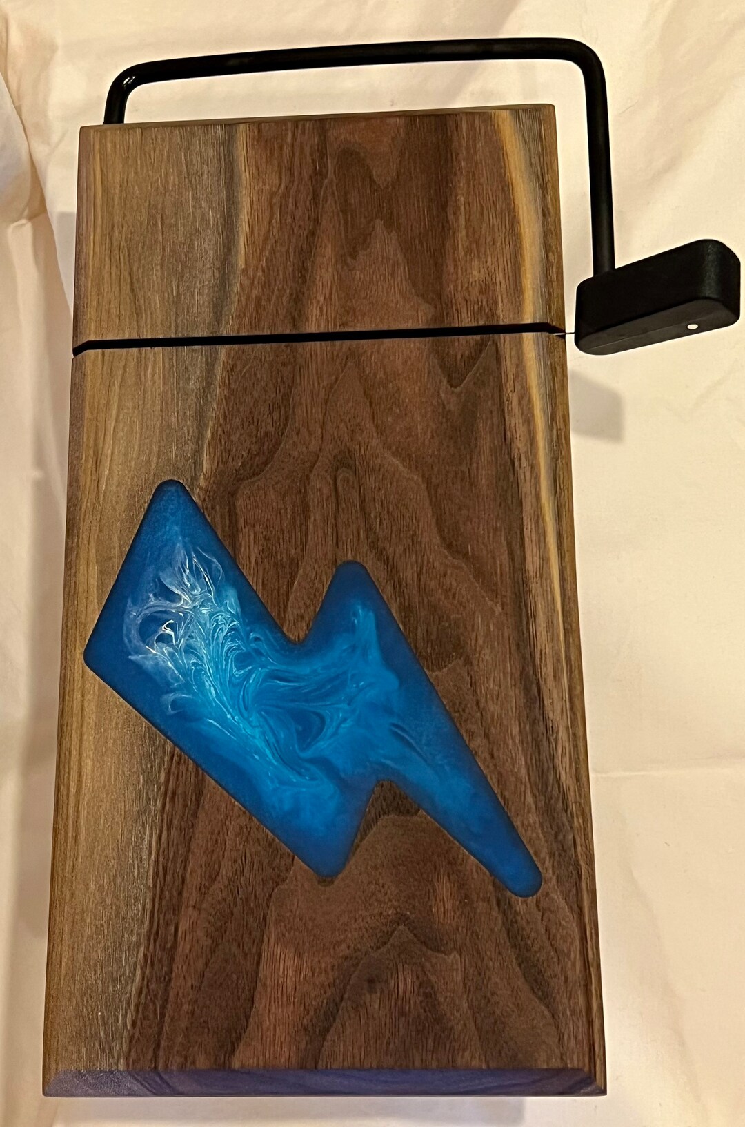 Lightning Bolt Inlay Filled With Blue Epoxy Black Walnut - Etsy