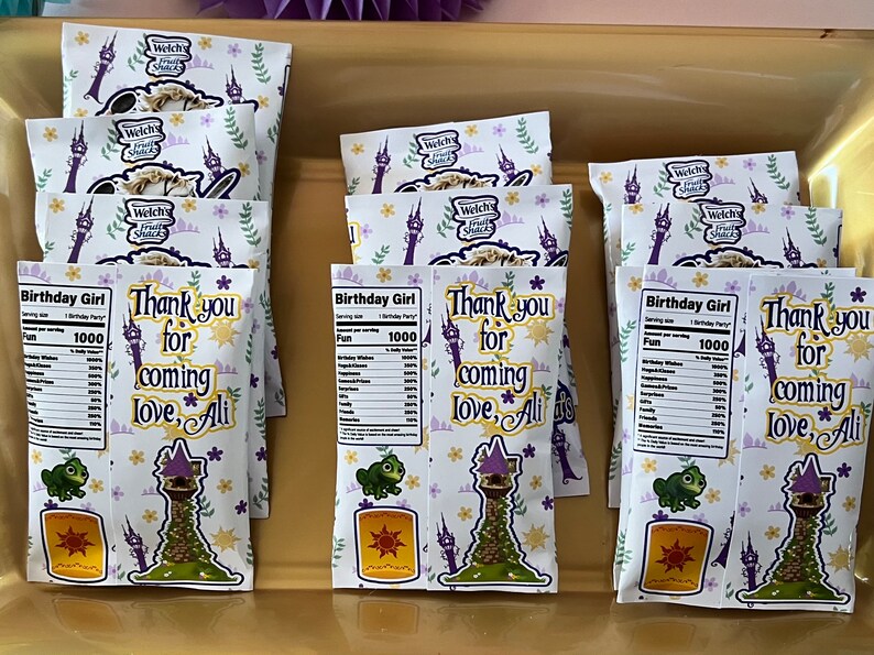 Tangled Fruit Snack Labels ONLY, Tangled Party Favors, Rapunzel Party ...