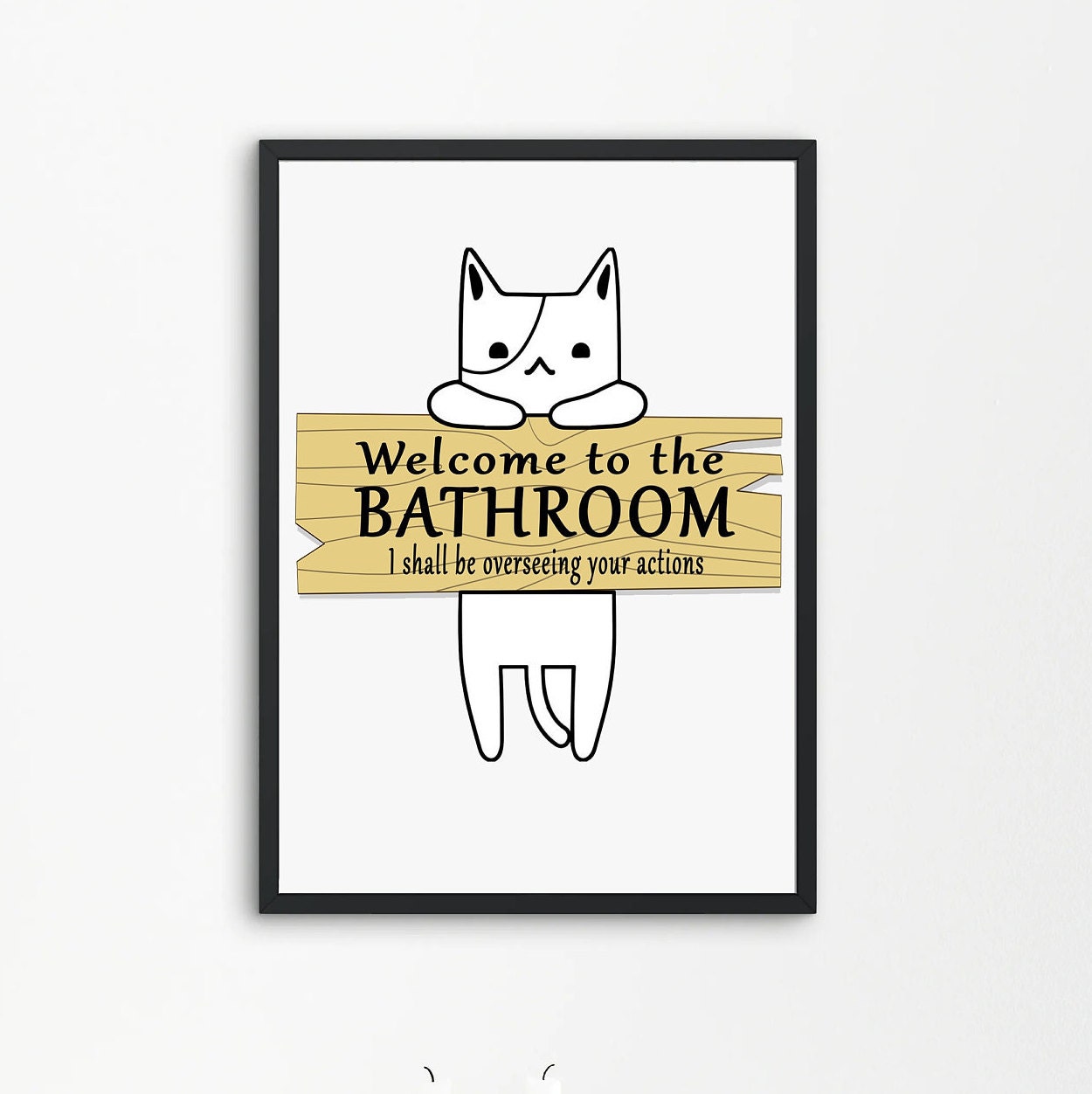 Bathroom Wall Decor Poster, Funny Cat Welcome Sign, Funny Home Decor ...