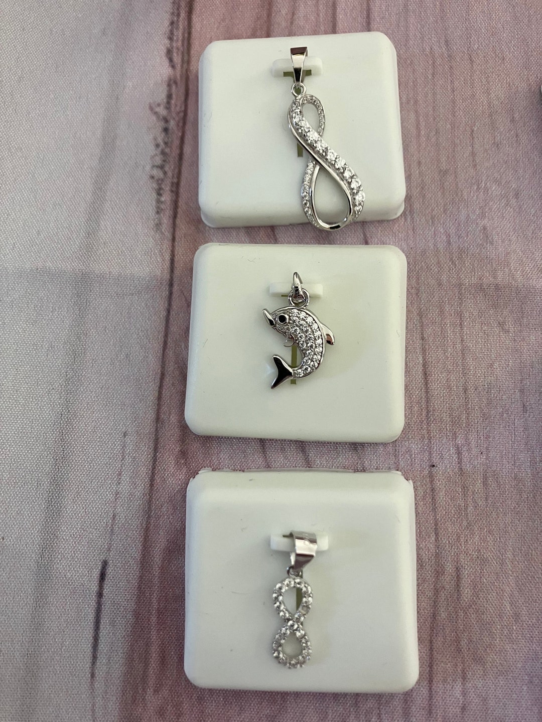 Sterling Silver Charms/slides/necklace Pendants With Crystals - Etsy