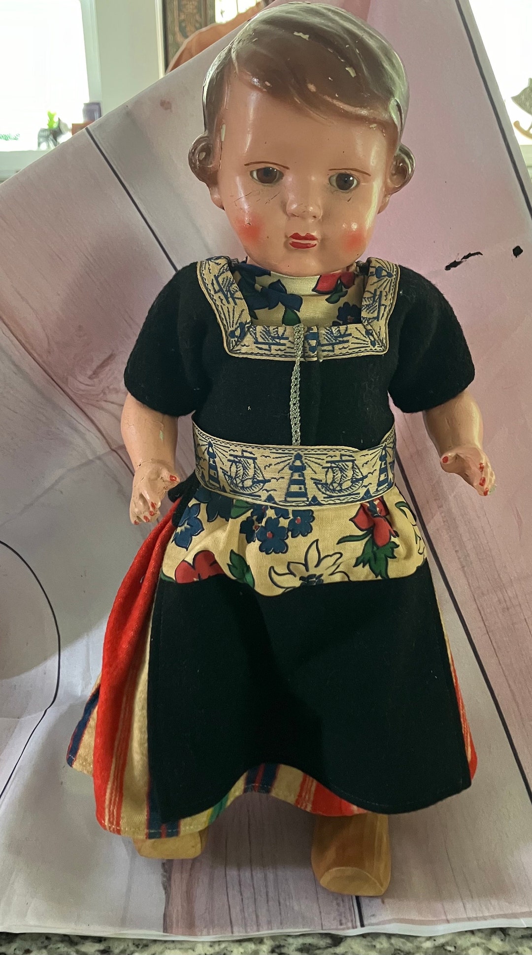 Antique Composition Doll With Dutch Outfit and Wooden Shoes - Etsy