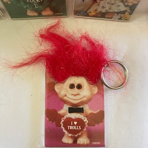 Fun Troll Key Ring 1992! Photo Insert- Pink, Red, Blue, Orange, Green ...