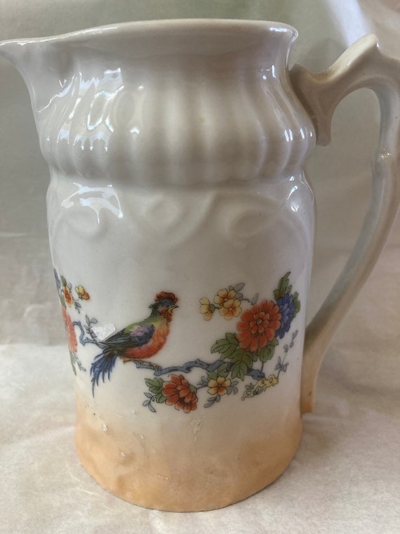 Vintage Milk Pitcher With Bird and Flowers Bavaria | Etsy