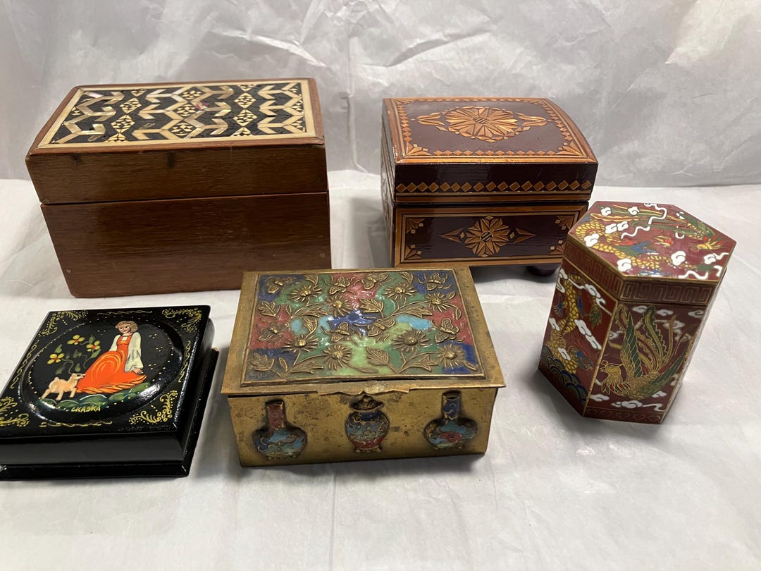 Very Unique Trinket Boxes - All Styles Wood, Cloisonné, Enamel, Lacquer ...