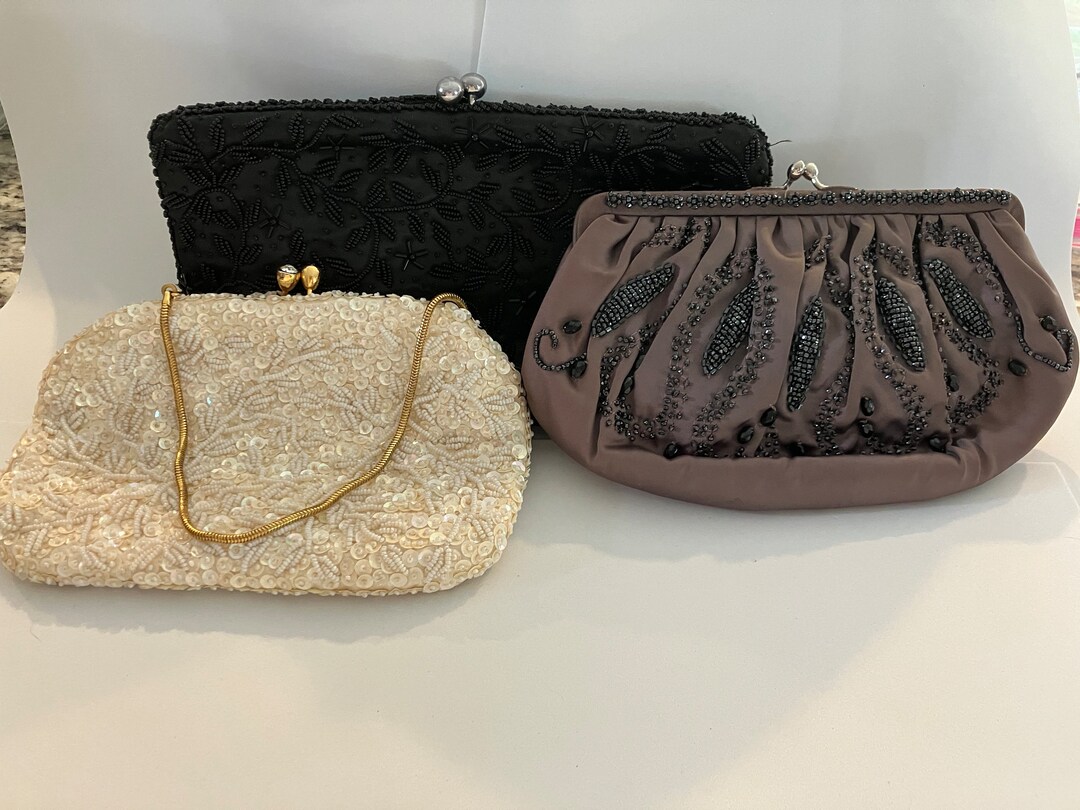 Vintage Beaded Clutch Handbags With Kiss Kiss Clasps - Etsy