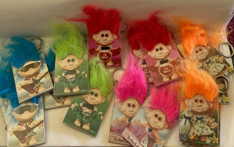 Fun Troll Key Ring 1992 Photo Insert Pink Red Blue | Etsy