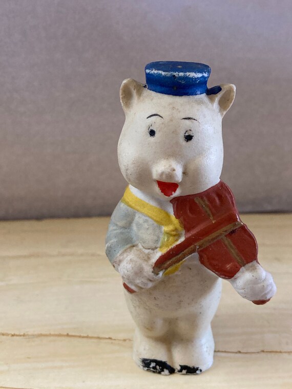 Three Little Pigs pig Playing Violin Bisque Figurine From - Etsy