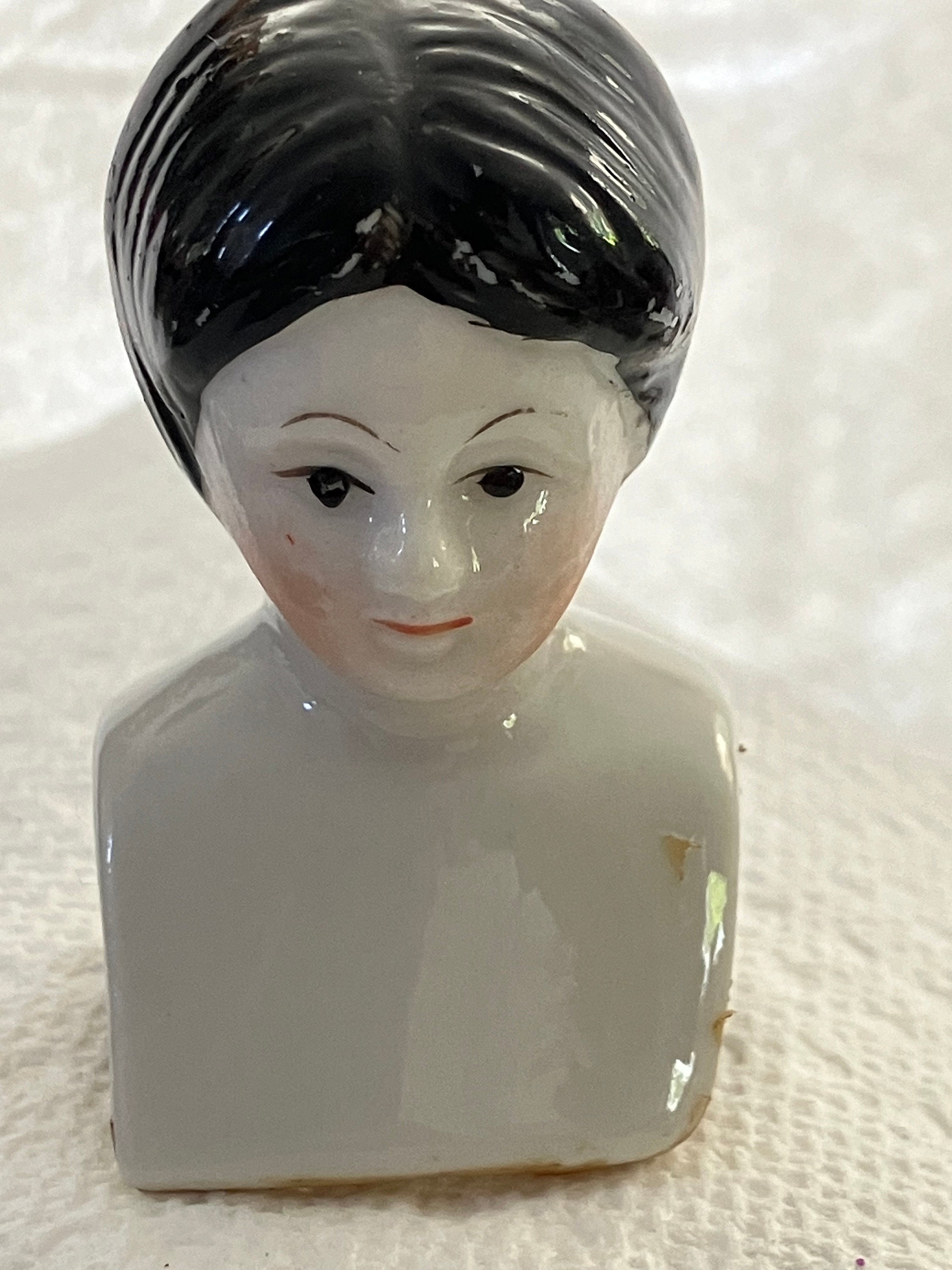 Vintage Ceramic Head and Shoulders Doll - Brush Head - Etsy
