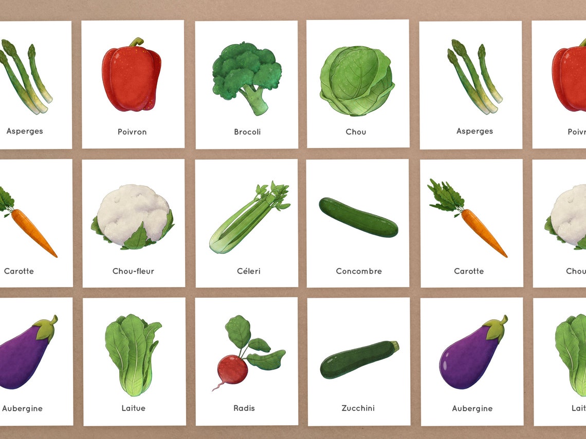 Légumes Printable Flashcards français Vocabulary | Etsy