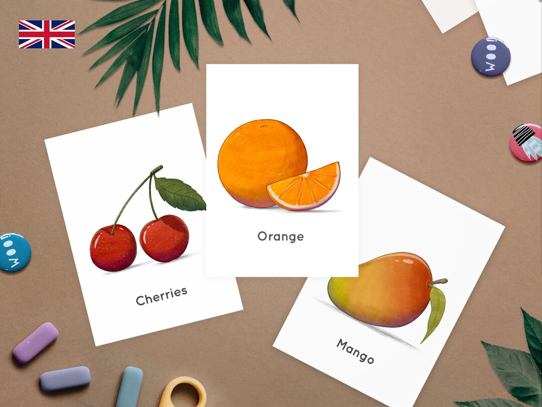 Frutas Tarjetas didácticas imprimibles inglés / - Etsy España