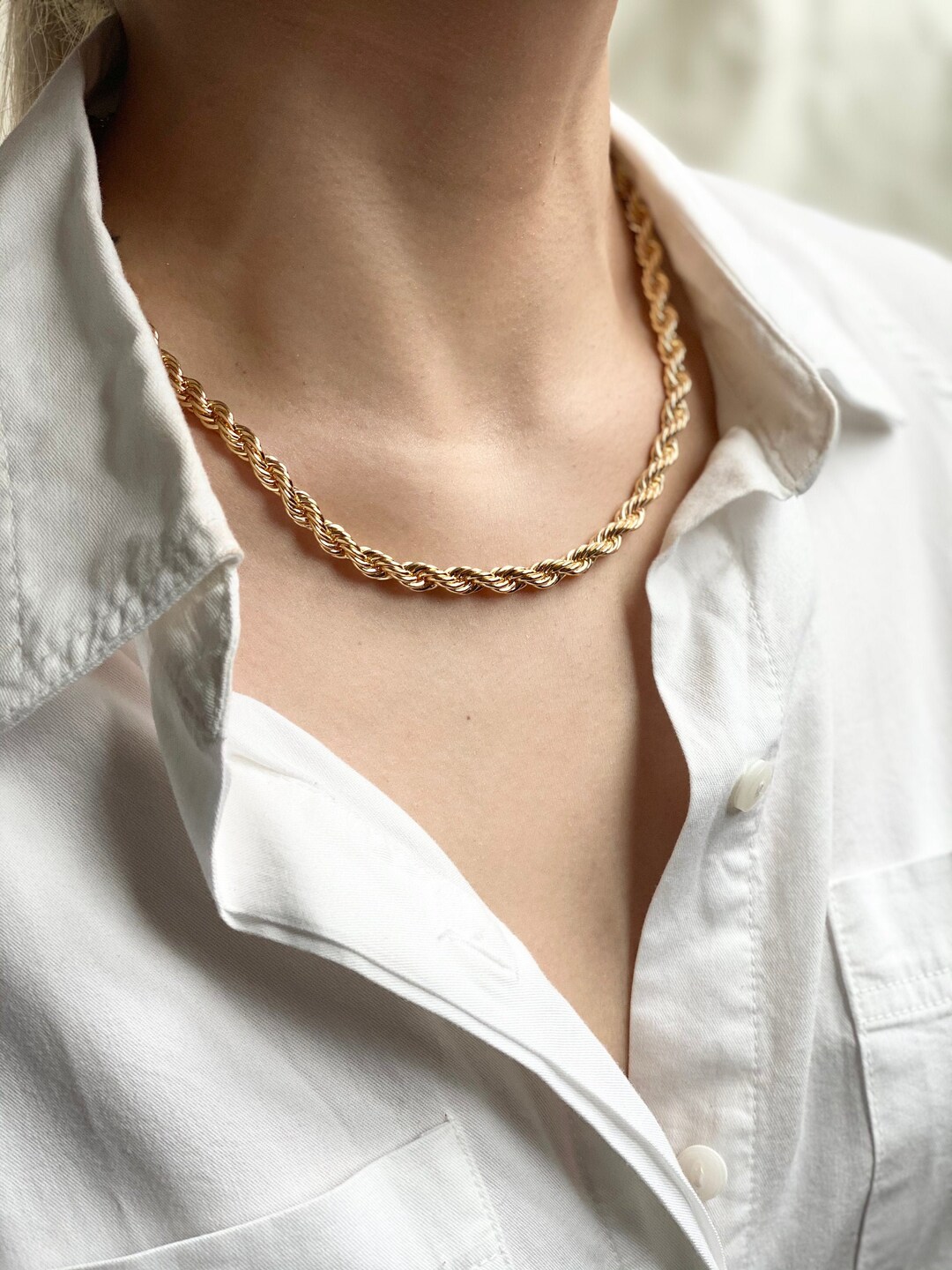 BIA Rope Chain Necklace, Rope Necklace, Gold Chain Necklace, 18k Plated ...