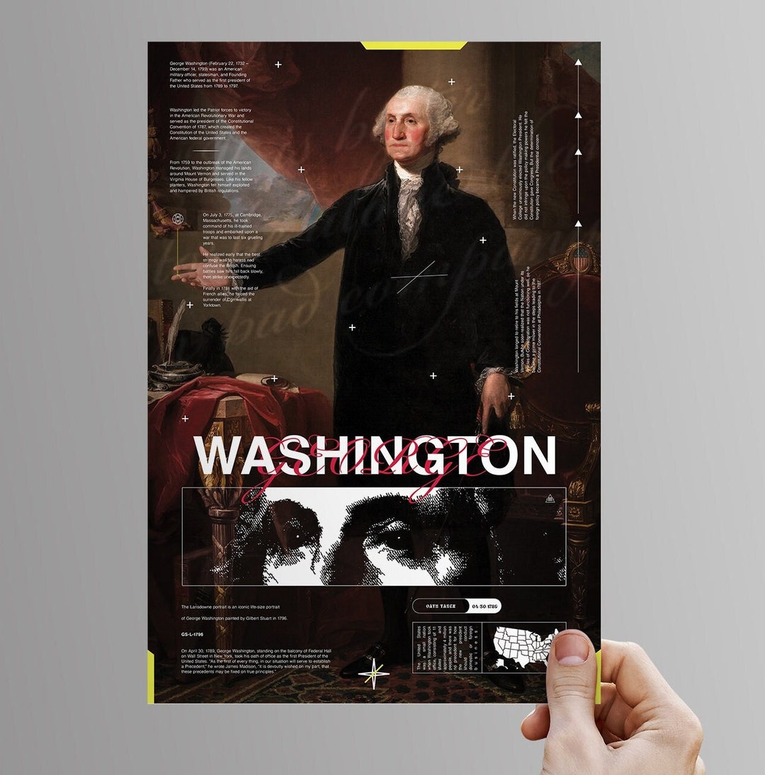 George Washington Infographic Art Print 12"x18" President Portrait ...
