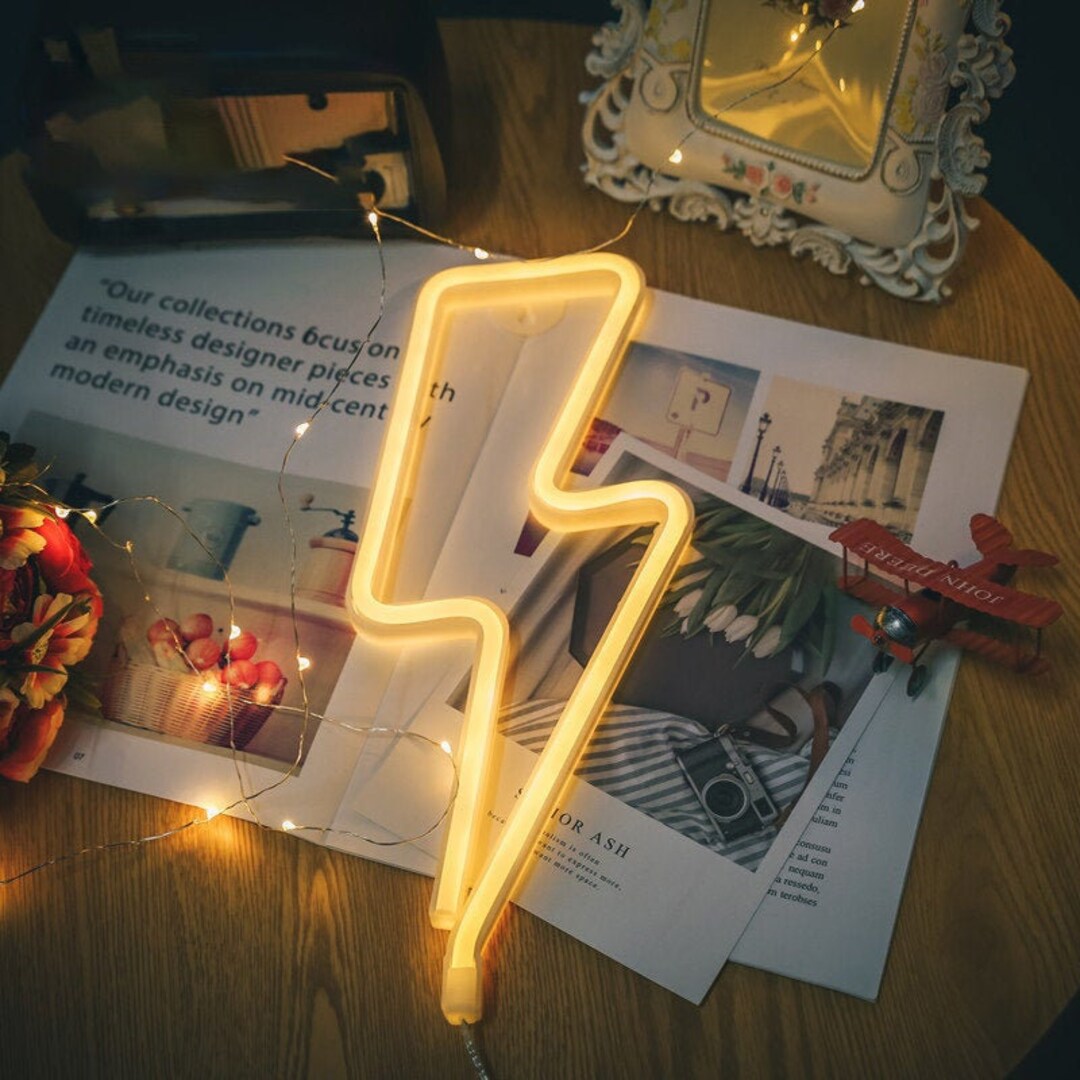 Lightning Shape Neon Light Sign Decorative Neon Wall Light for Girls ...