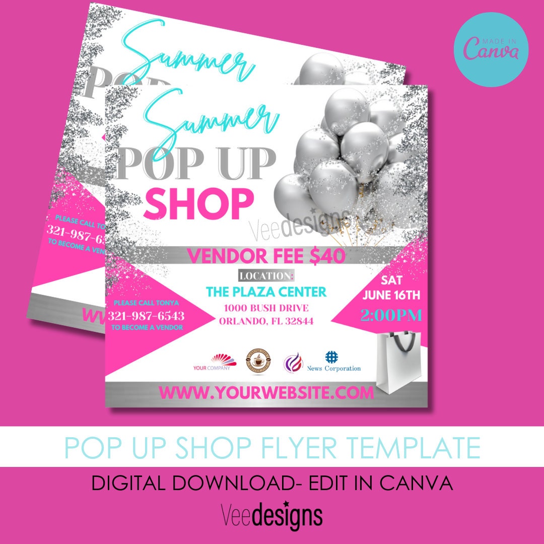 Pop up Shop Flyer| Premade Flyer| Edit in Canva| D.I.Y| Marketing Event ...