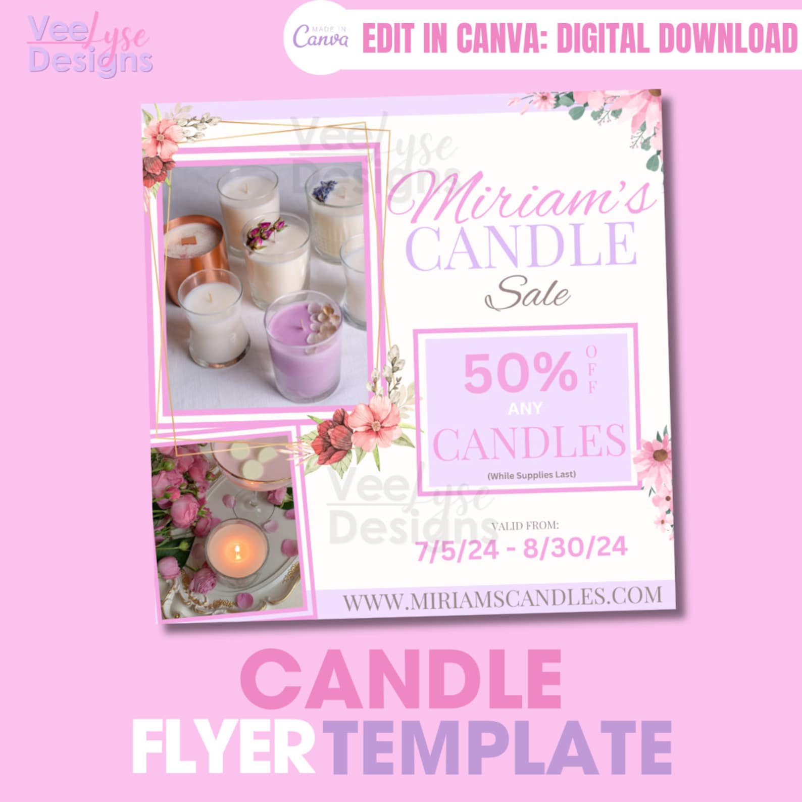 Candle Premade Template| Edit in Canva| Homemade Candle Flyer ...