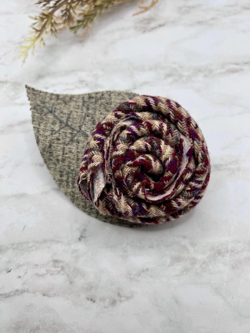 Wool / Flannel Rose Brooch, Handmade Floral Pin - Etsy