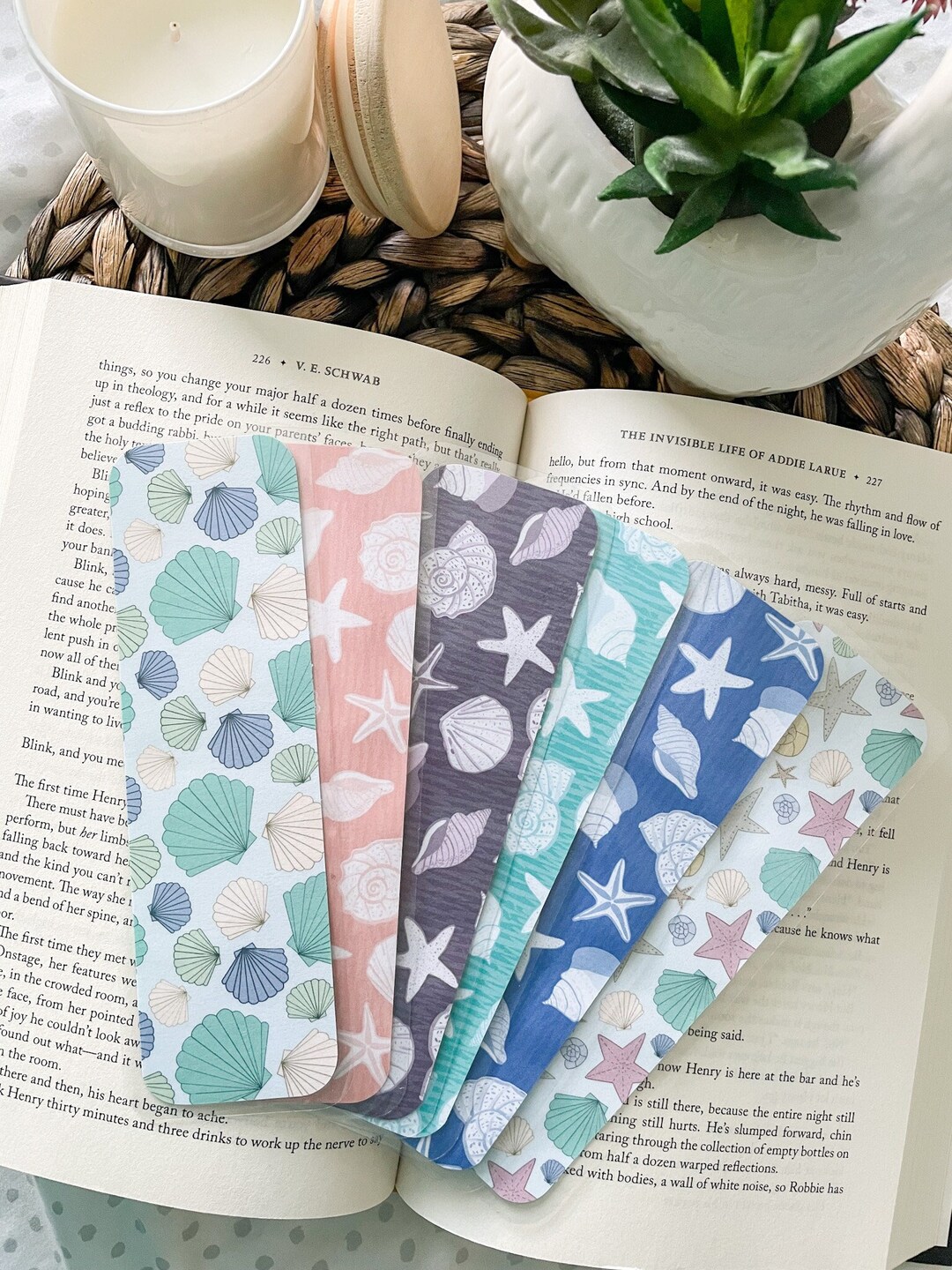 Seaside Serenity - Double-sided Laminated Bookmarks With Seashells ...
