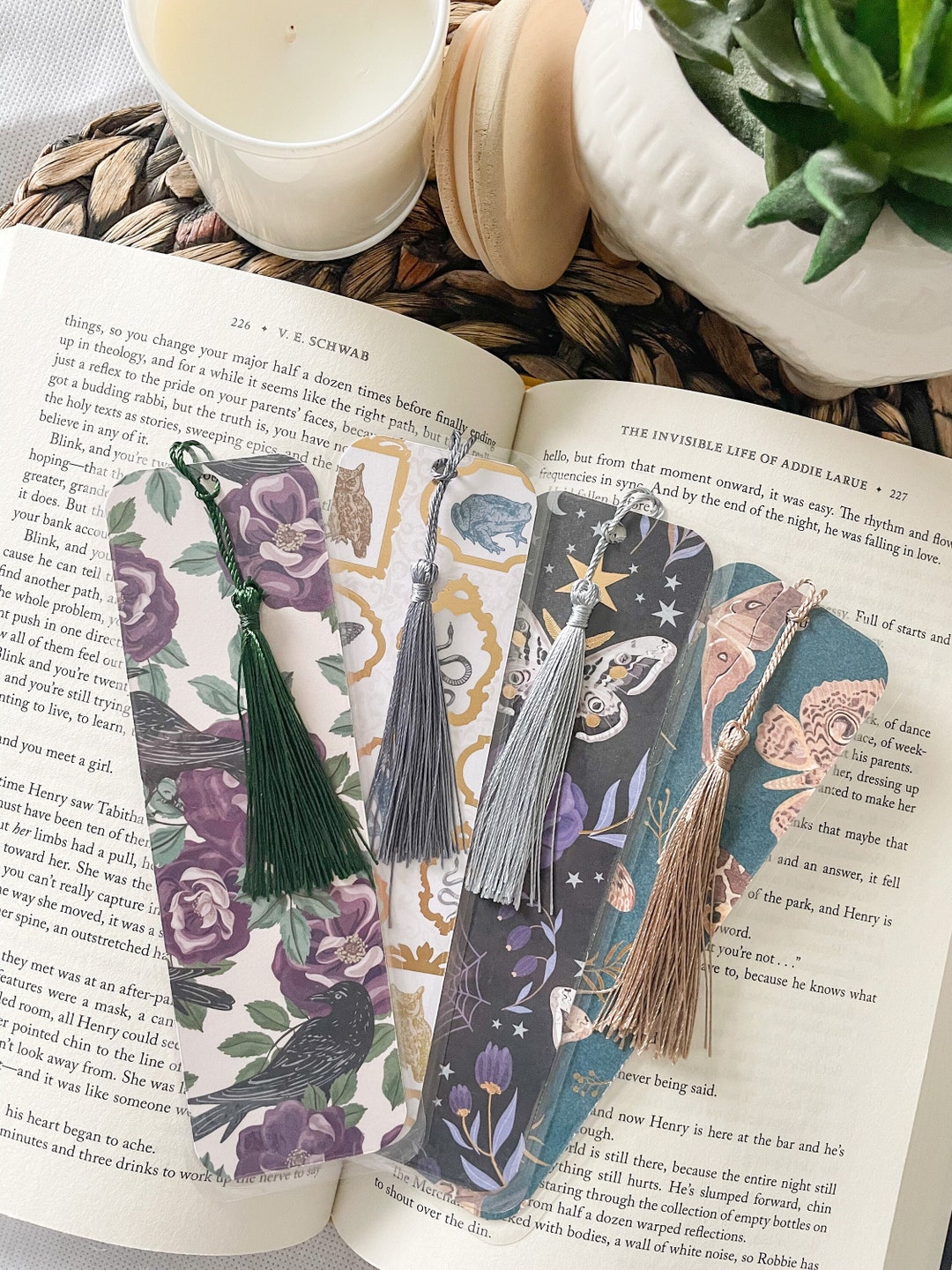Double-sided Laminated Bookmarks With Tassels - Enchanting Dark ...