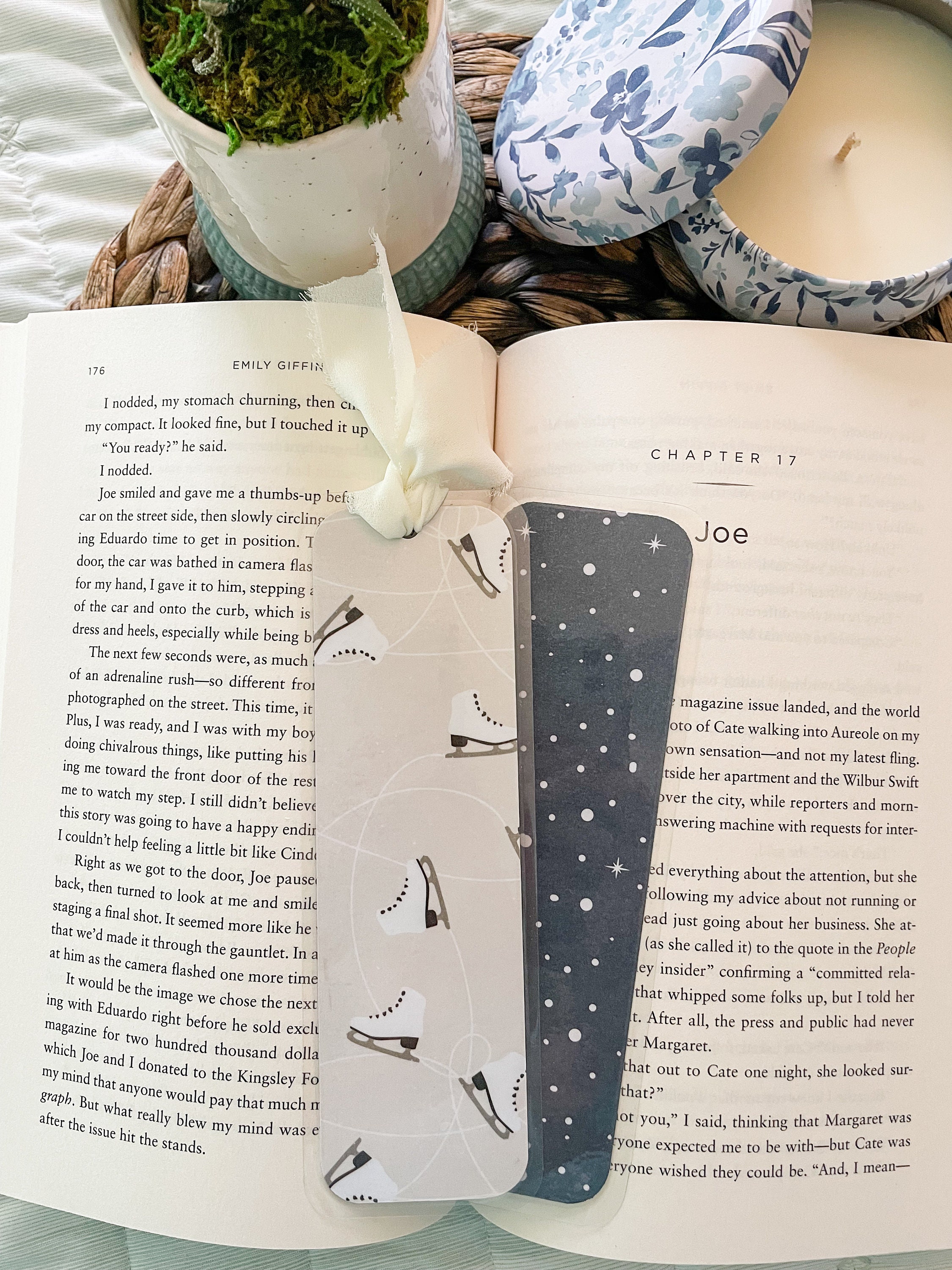 Winter Wonderland Bookmarks - Ice Skates - Snowfall, Snowflakes - Plaid ...