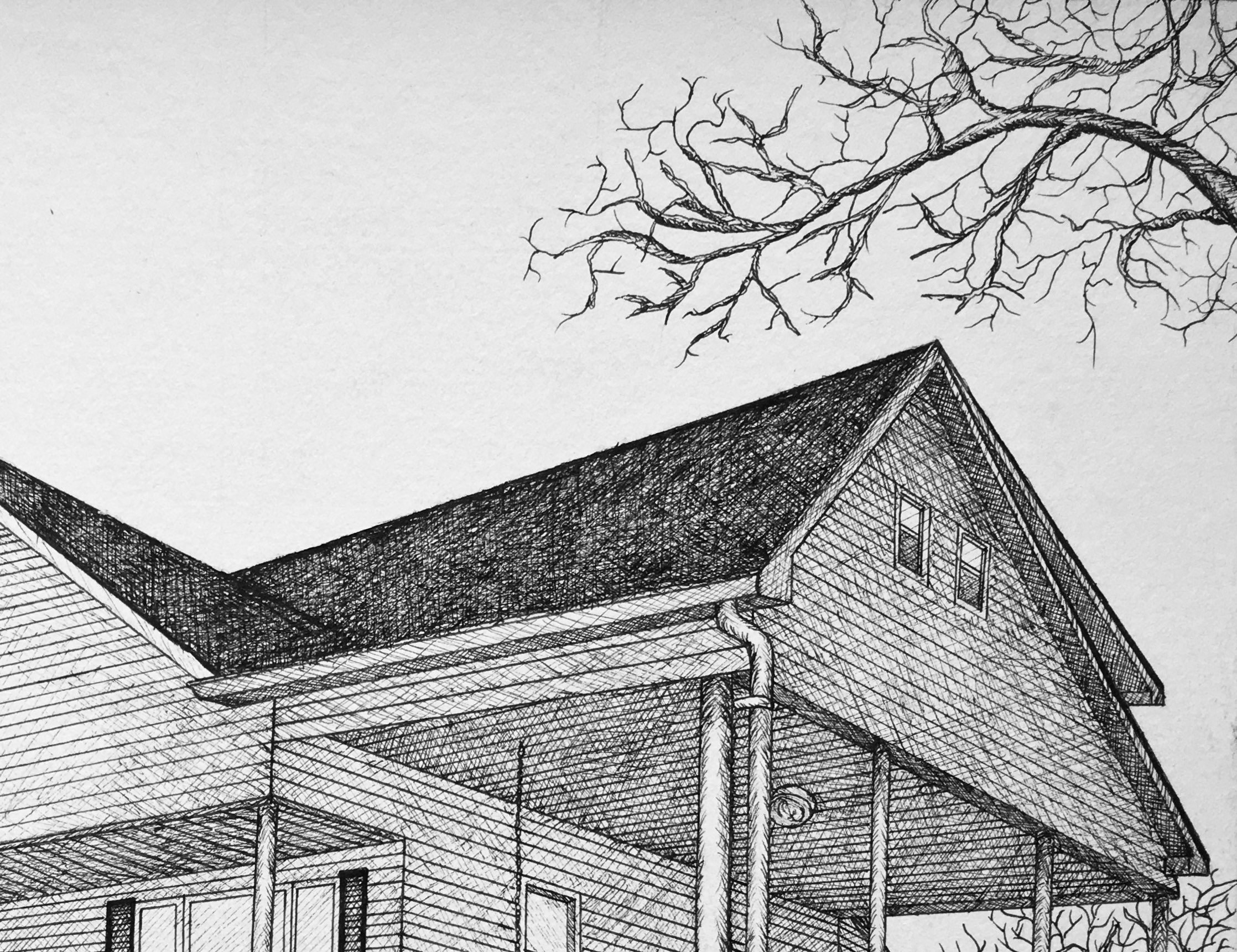 Peaceful Homestead Architecture Drawing - Etsy UK