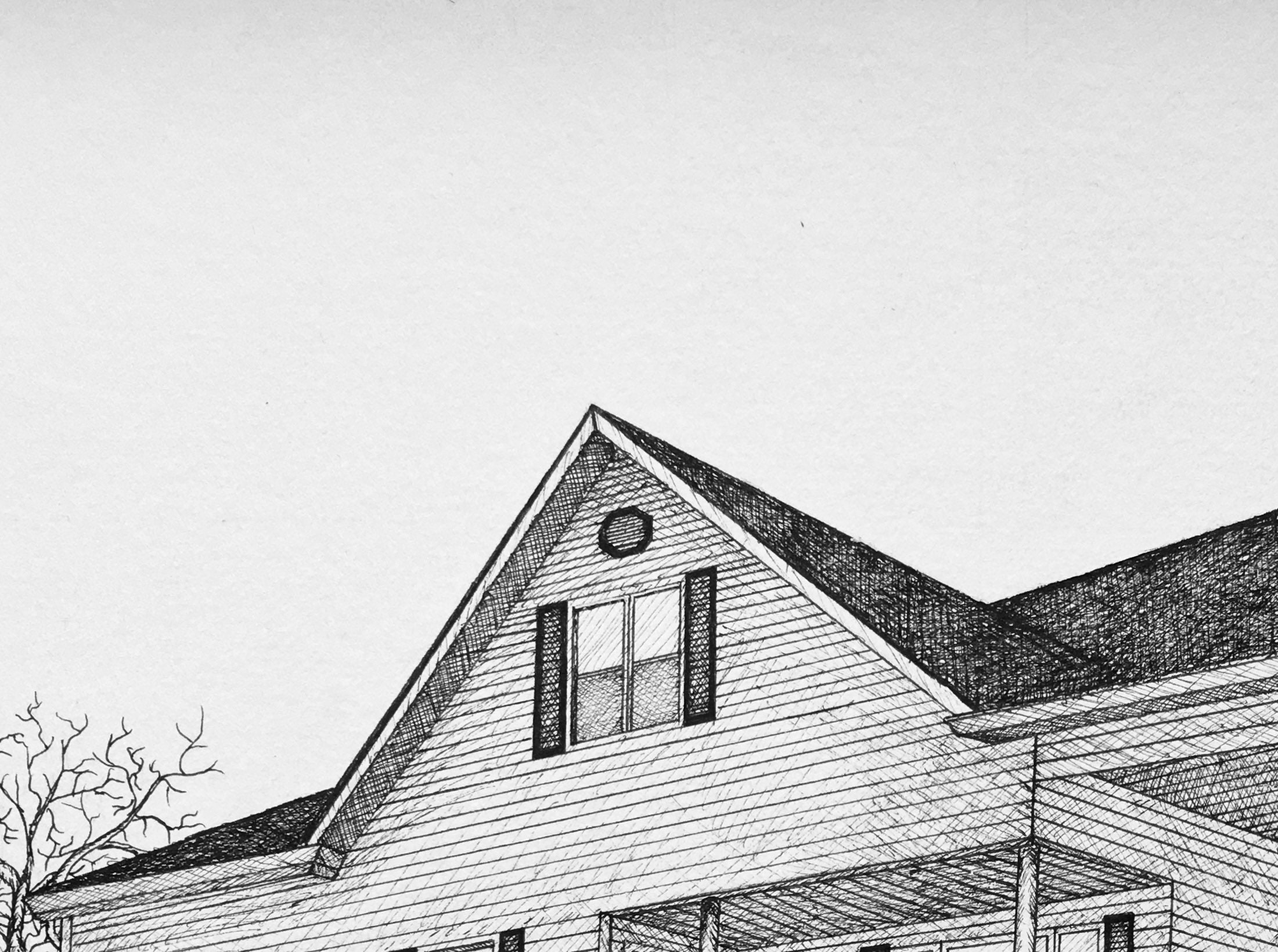 Peaceful Homestead Architecture Drawing - Etsy UK