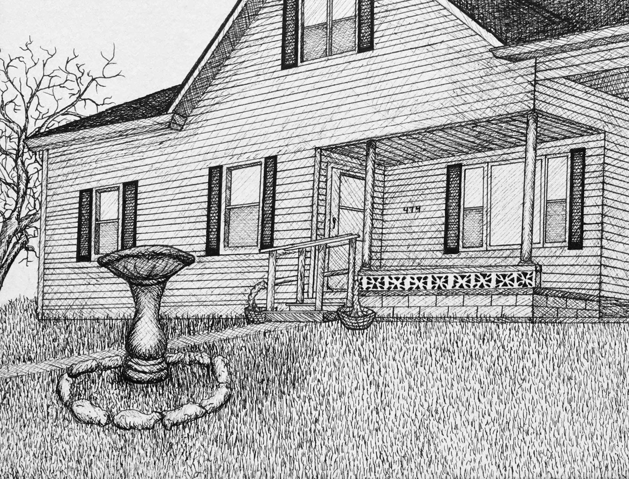 Peaceful Homestead Architecture Drawing - Etsy UK
