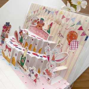 Greeting Card - Happy Birthday - 3D Pop up - Bear Cake Party by Yukako ...