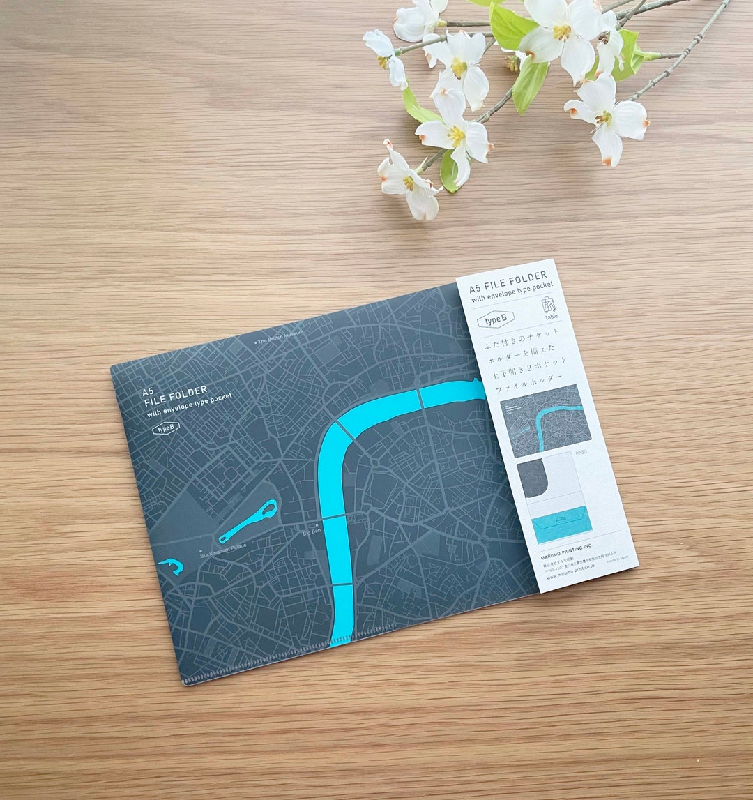 A5 File Folder With 2 File Pockets and 1 Ticket File - London Map - 1 ...