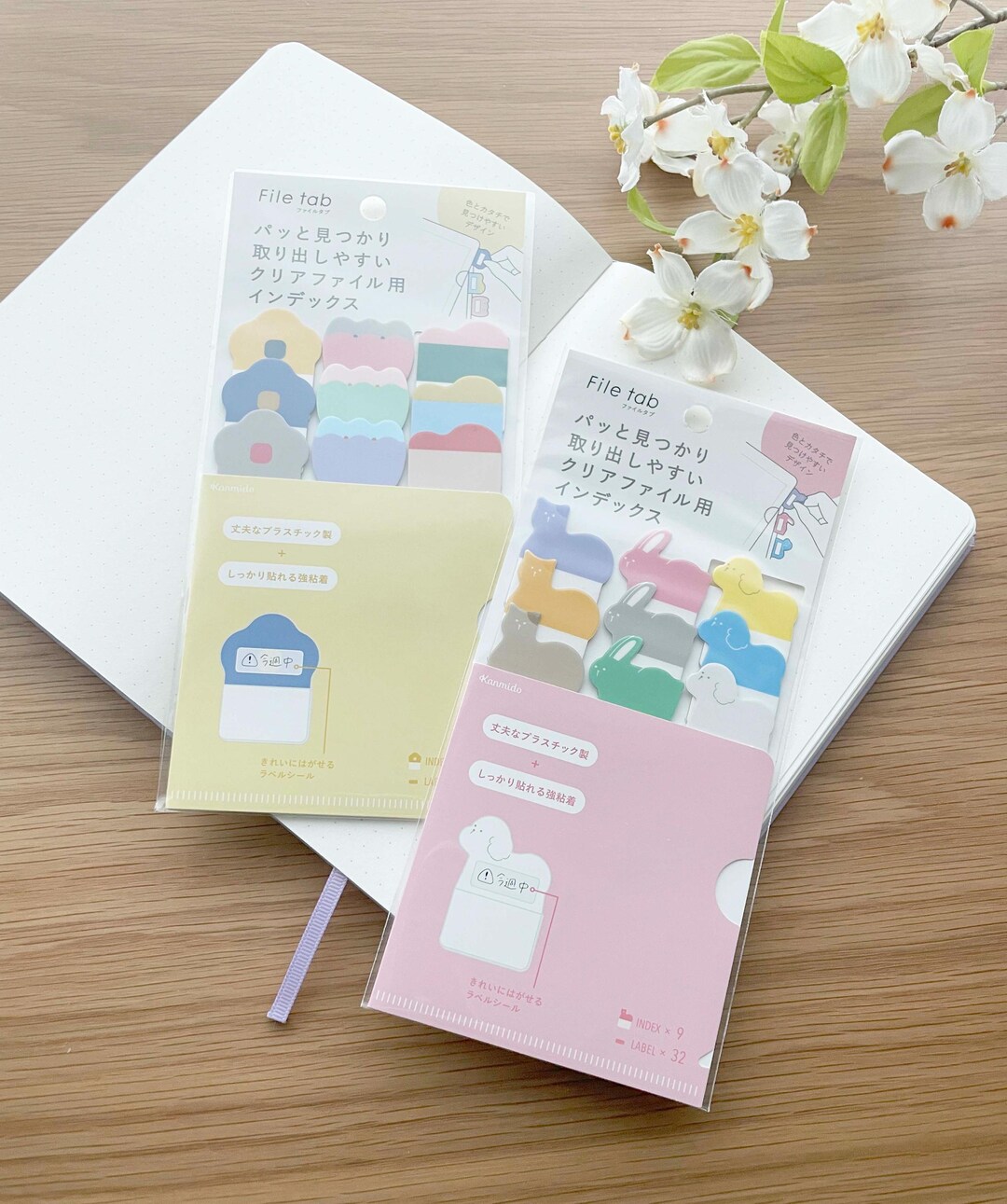 Kanmido Cute Animal Die-cut Sticky Index File Tab Set - Animals ...