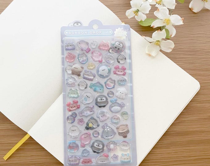 Acrylic Iridescent Hard Stickers - Bonbon Drop - Cute Sea Animals - 1 ...