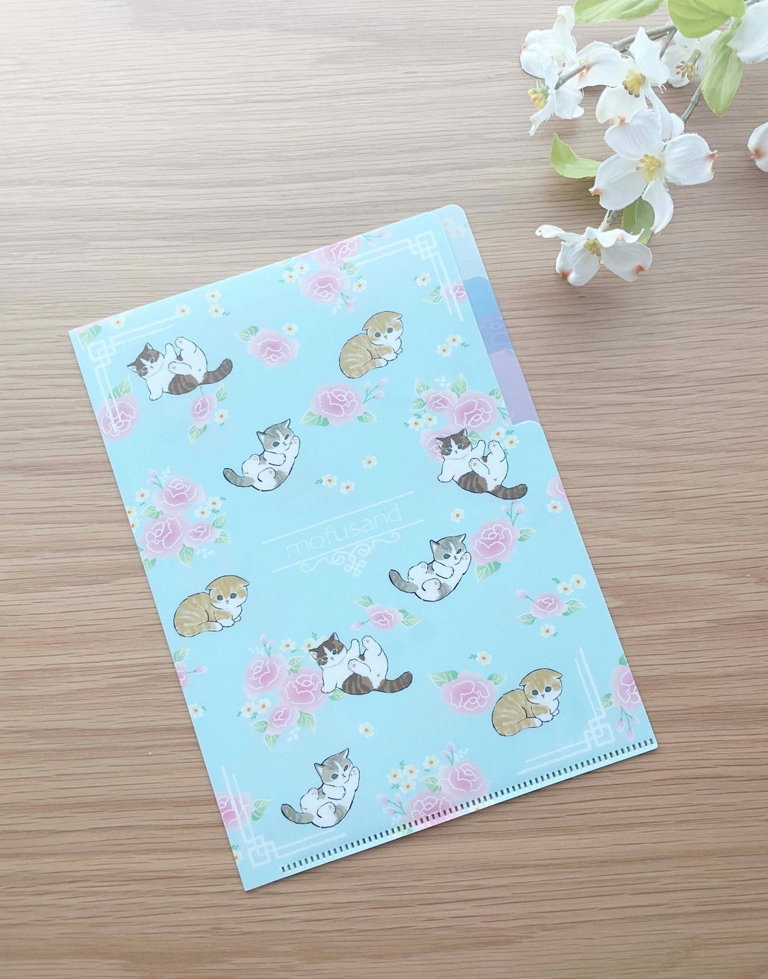 A5 File Folder With 3 Pockets - Mofusand Cats - Flower Garden - 1 Pc - Etsy