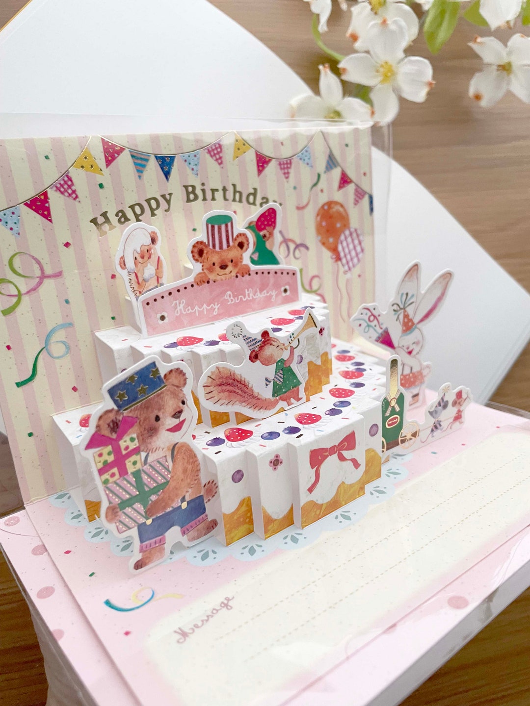 Greeting Card - Happy Birthday - 3D Pop up - Bear Cake Party by Yukako ...