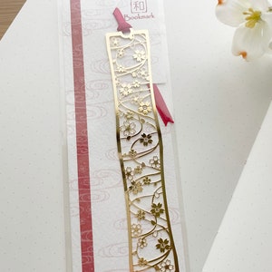 Bookmark - Japanese Sakura Cherry Blossom - 24k Gold Plated Finish - 1 ...