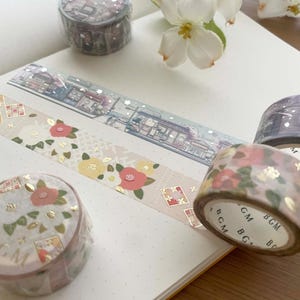 BGM Washi Tape -20 Mm - Japanese Camellia and City by the Sea - Metallic Foil - 1 Pc - Etsy
