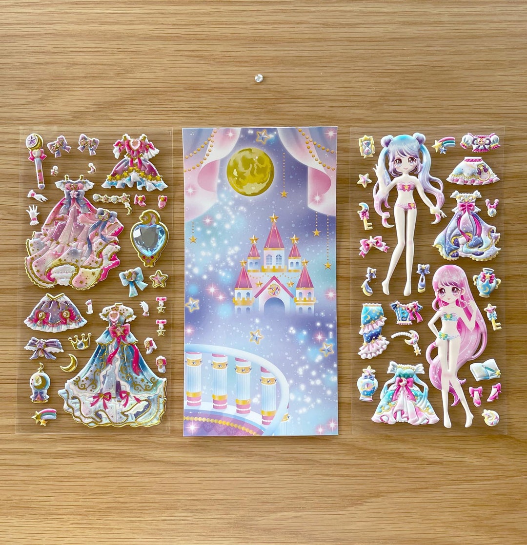Stickers - Dress up - Sweet Princess - Blue Pink - 1 Pc - Etsy