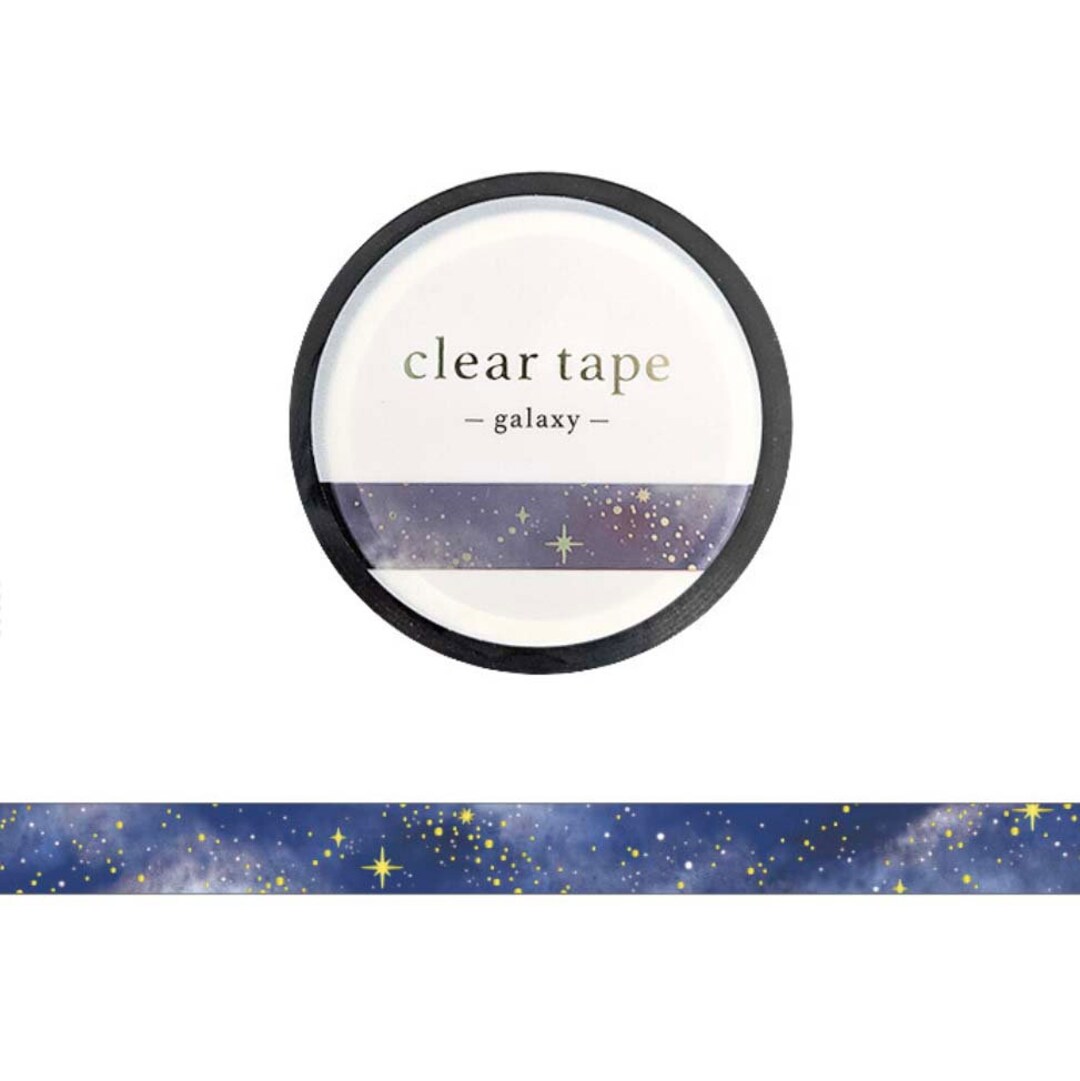 Clear Tape -slim 7 Mm - Mindwave Galaxy Stars With Gold Foil - 1 Pc - Etsy