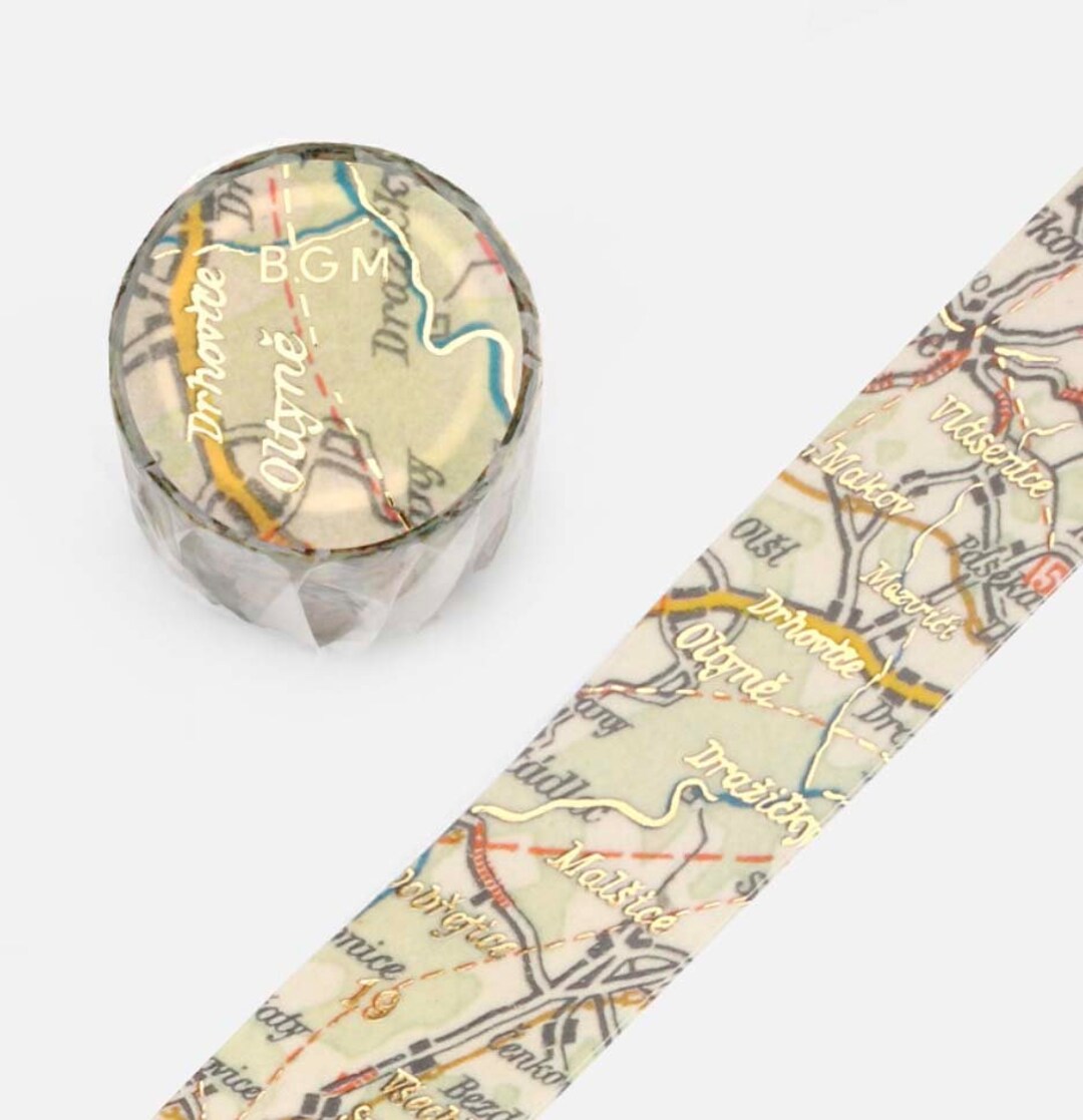 BGM Washi Tape -30 Mm - Antique Maps - Gold Foil - 1 Pc - Etsy