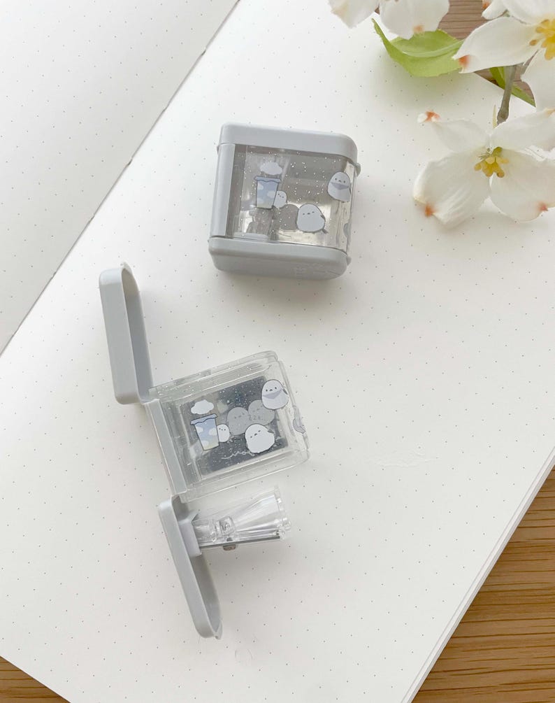 Single Pencil Sharpener -birds and Tea Time - Glitter Gray 1 Pc - Etsy