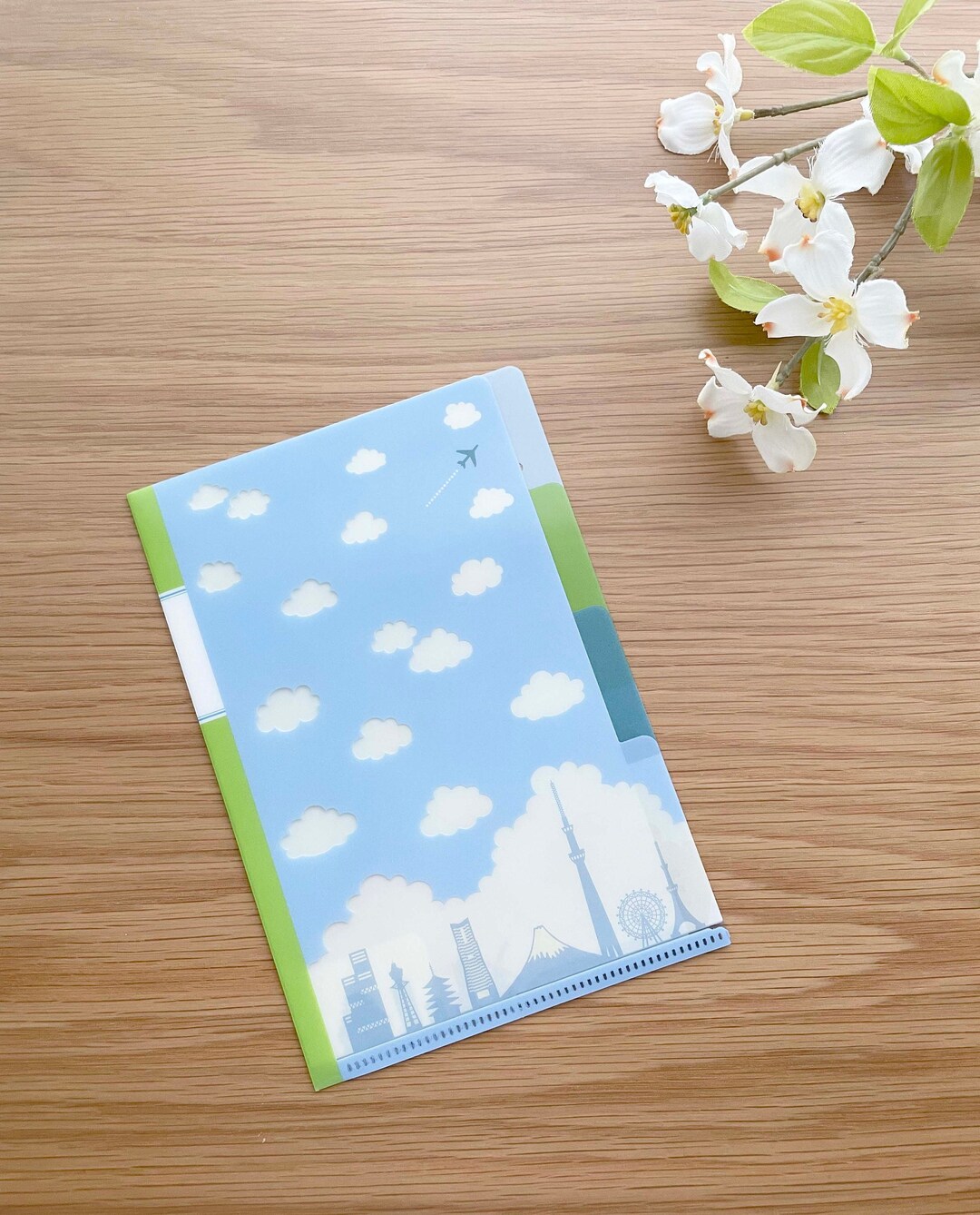 A6 Small File Folder With 3 Pockets - Japan and Clouds - 1 Pc - Etsy