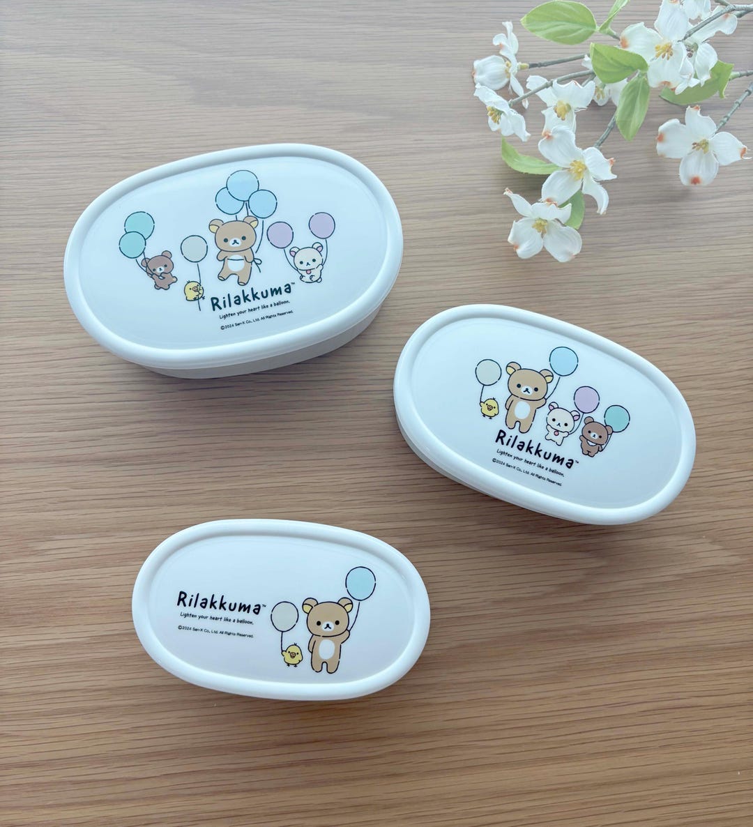 Bento Box / Lunch Container Set - Rilakkuma Bears and Balloons - 3 Pc ...